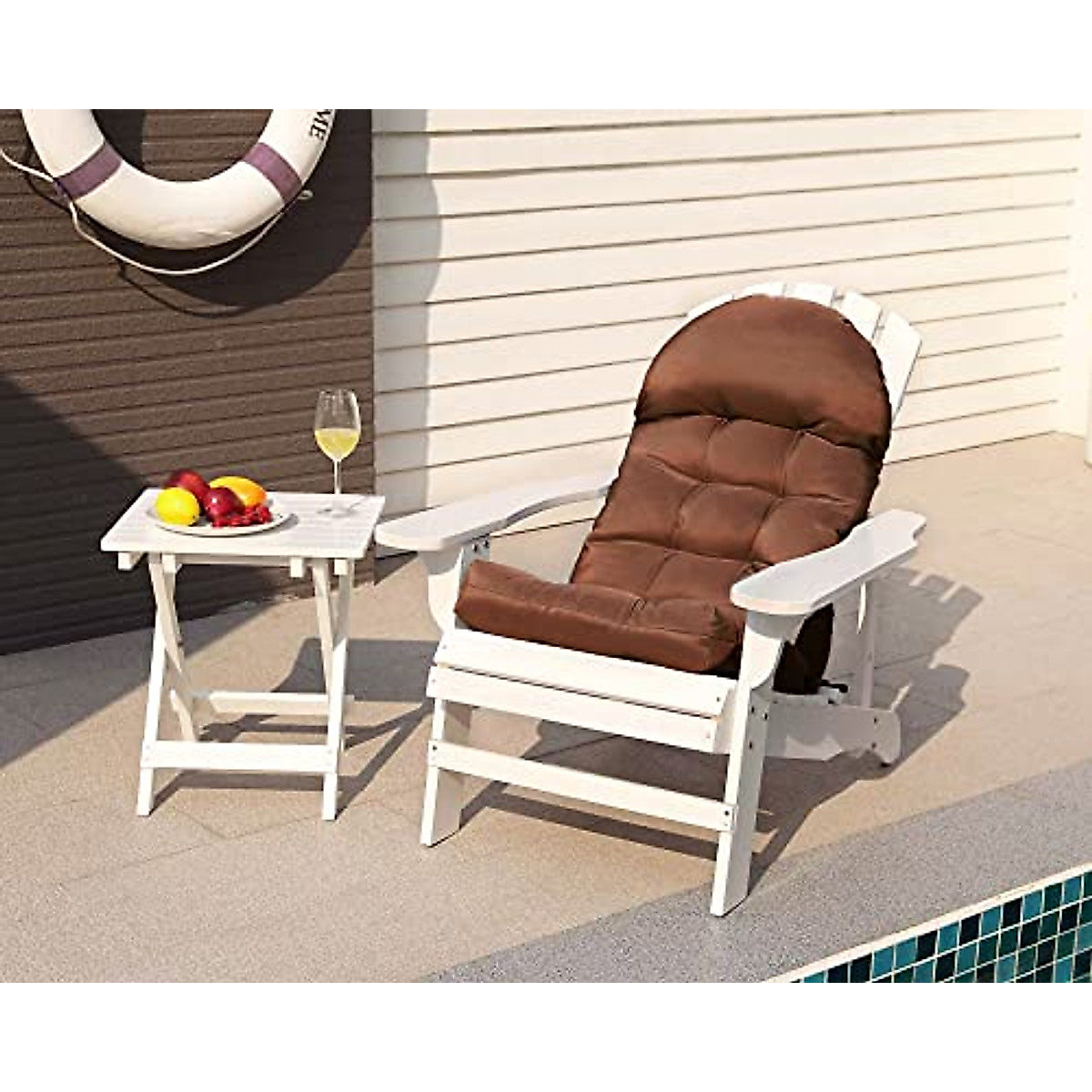 COSNUOSA 2 Pcs Rocking Chair Cushion High Back Adirondack Chair Cushion Waterproof Patio Cushions for Outdoor Furniture Coffee