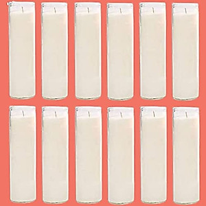 Glass Assorted Religious Candle, White, Case of 12 (1)