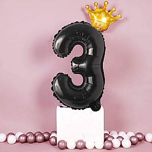 Gadeja Black Number Balloon(1), Digital crown Children's Birthday Party Decorative Balloons, Birthday Balloons Party supplies,Aluminum Film Balloon 32 Inch for Baby Shower Wedding and 1st Themed Party