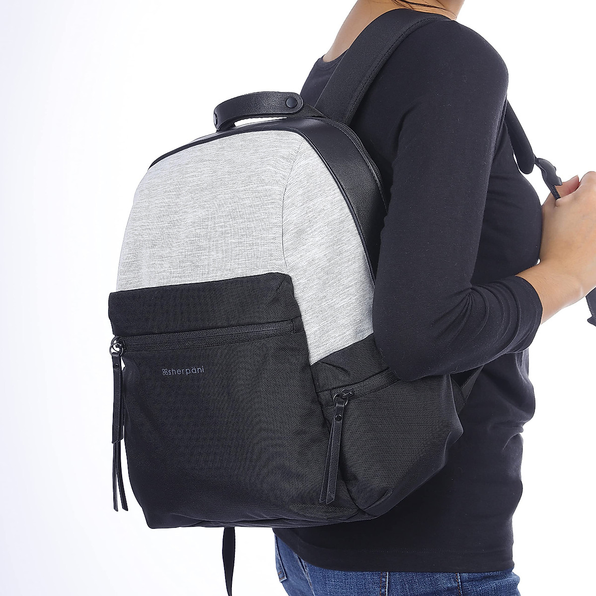 Sherpani Indie, Anti Theft Backpack, Travel Backpack Purse, Backpack for School, College Backpack, Casual Daypack, Backpack Purse for Women Fits 13 Inch Laptop (Sterling)