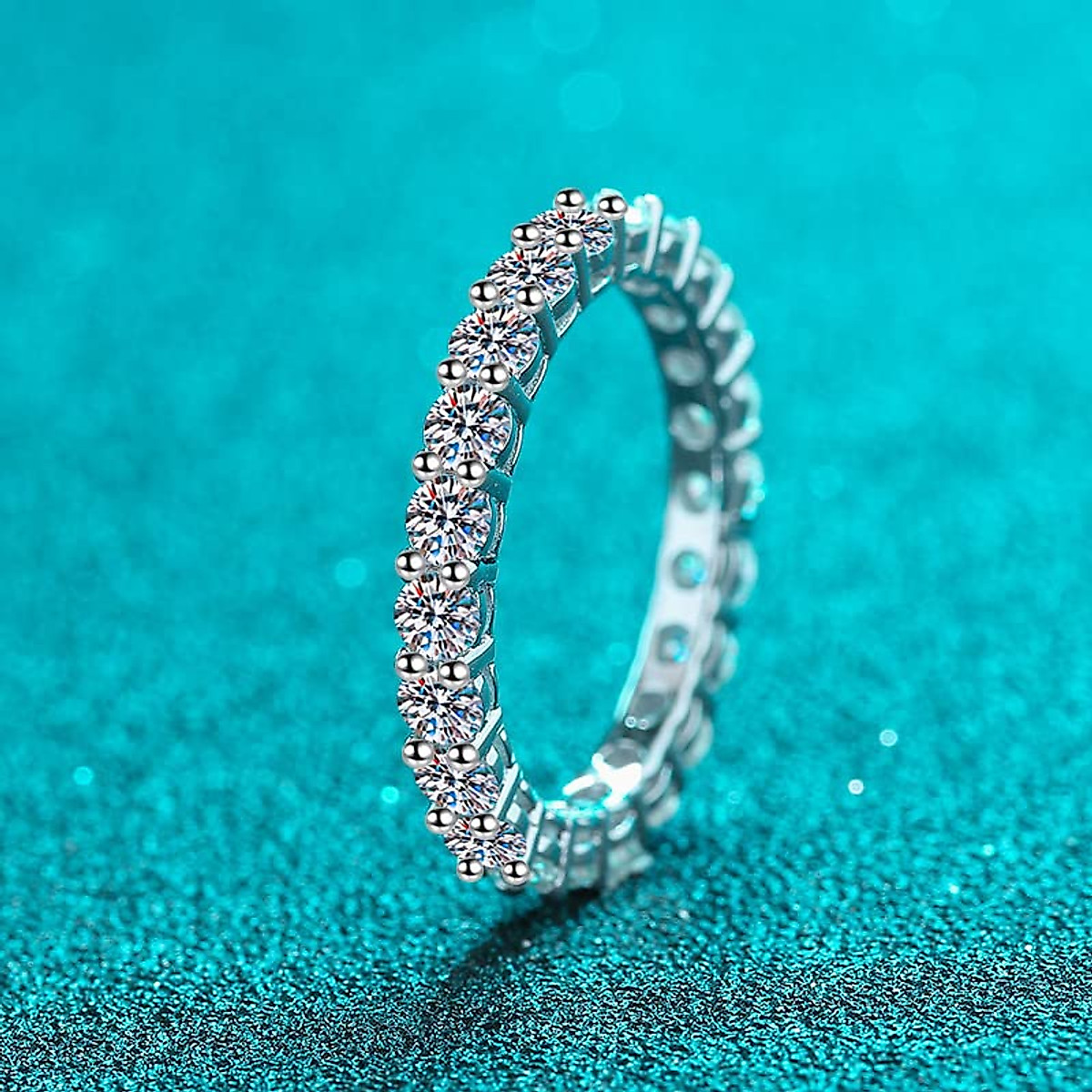 StarGems 2.2ct Moissanite 925 Silver Platinum Plated All-Around Band Ring B4488-2.2ct-4