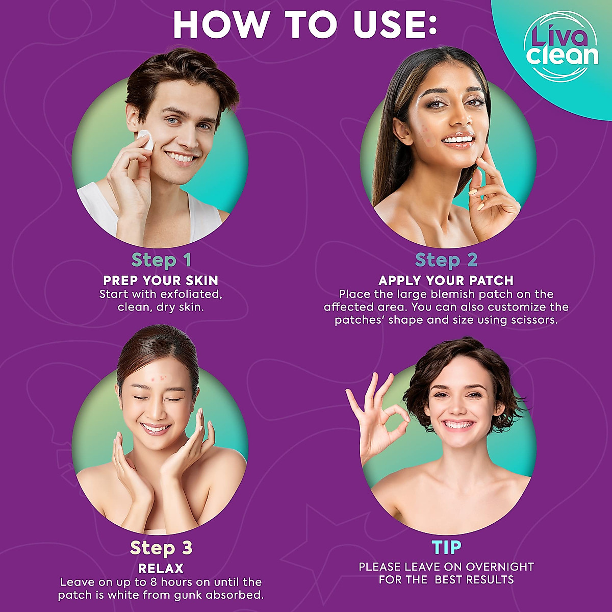 20 CT LivaClean Large Hydrocolloid Acne Patches - for Pore Spots Nose Face Cystic Pimple Zit Patch - Big Pimple Patches Hydrocolloid Bandages Strips