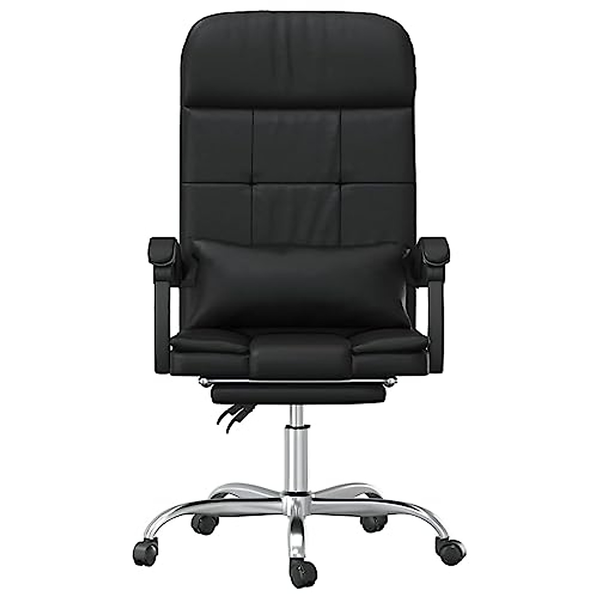 WEHUOSIF Scandinavian Minimalist Massage Reclining Office Chair, Black Faux Leather