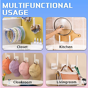 Hat Rack for Wall Organizer (4-Pack), Racks Baseball Caps, Adhesive Hooks Wall, No Drilling Hangers Closet Cowboy Holder Display, Sticky Storage Caps