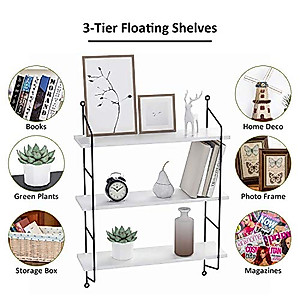 3 Tier White Wall Shelf, Bathroom Shelves Wall Mounted Industrial Floating Shelves Hanging Storage Rack Wall Rack Holder Rack For Bedroom