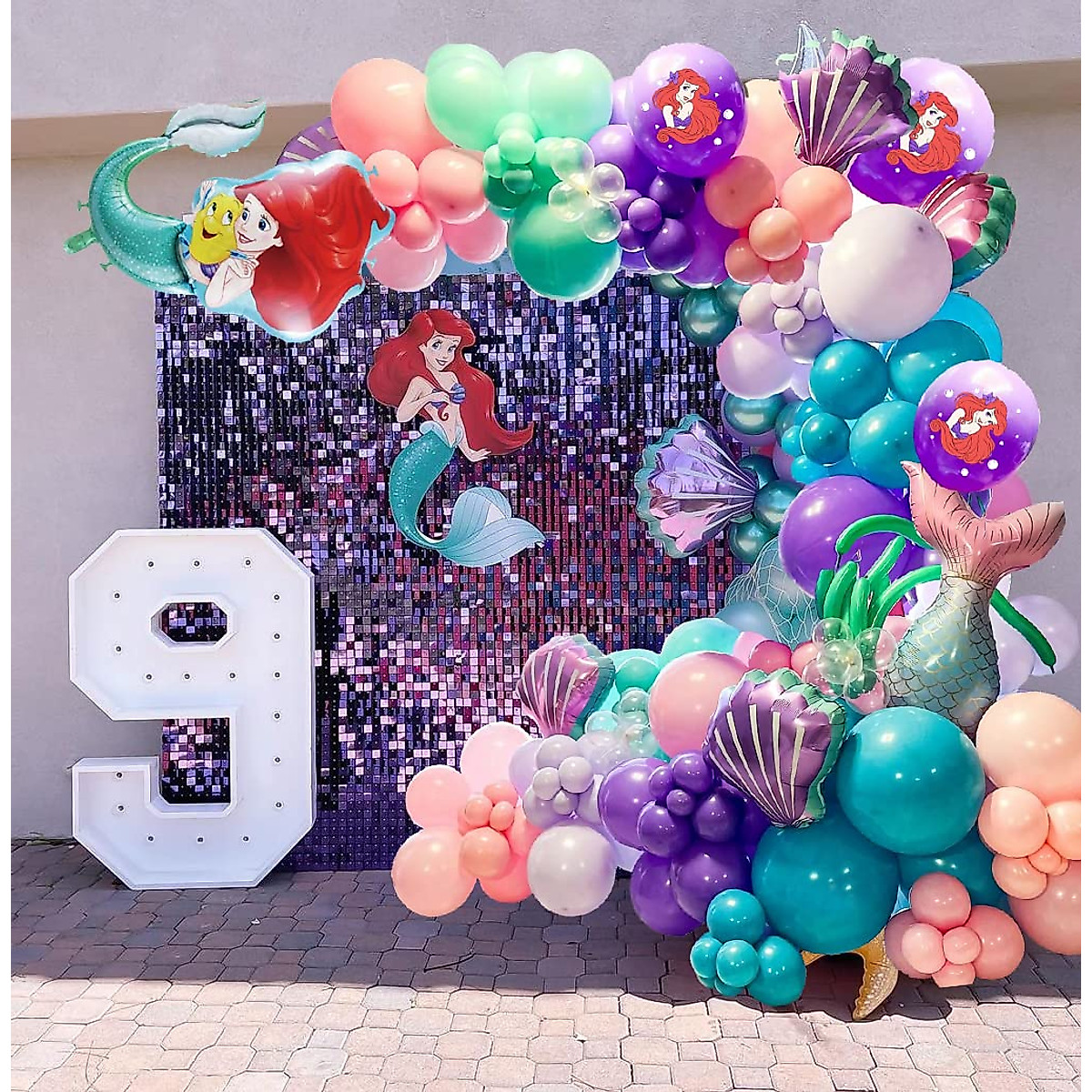 Mermaid Theme Party Decoration Balloon Garland Set, Mermaid Birthday Party Supplies, Latex Balloons for Mermaid Theme Party Mermaid Party Decorations Kids Baby Shower Birthday Party Supplies