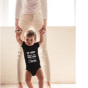 CBTwear My Aunt Loves Me More Than Tacos - Aunite Loves Taco - Cute Infant One-Piece Baby Bodysuit (6 Months, Black)