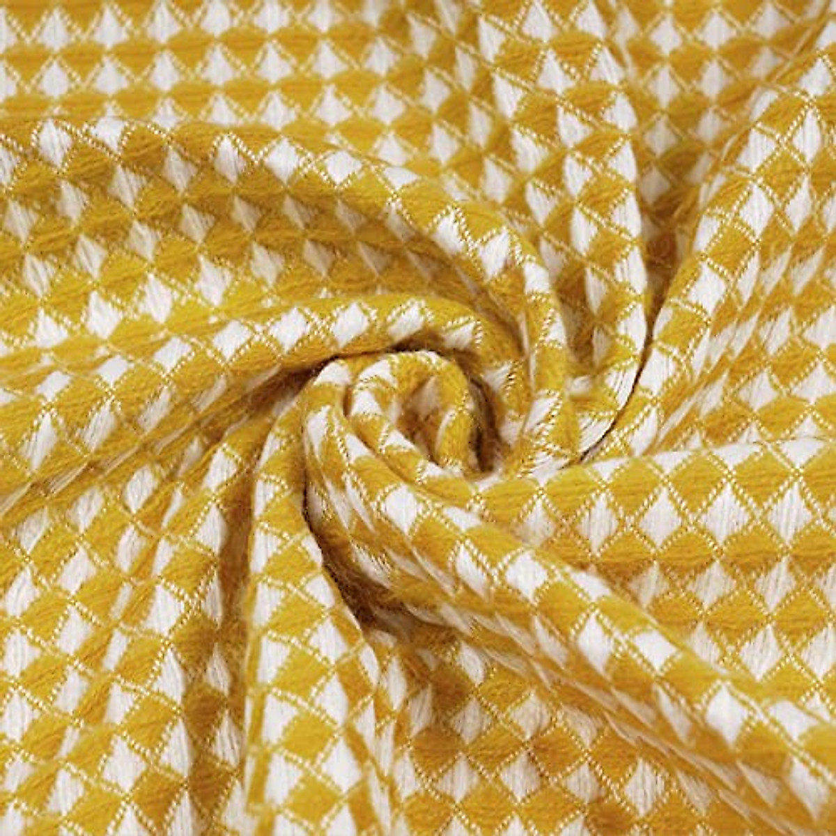 PHF Acrylic Waffle Weave Knit Throw Blanket 50 x 60 inches, Lightweight Soft Cozy Decorative Woven Blanket with Tassels for Couch, Bed, Sofa, Chair, Home Travel, Suitable for All Seasons, Ginger
