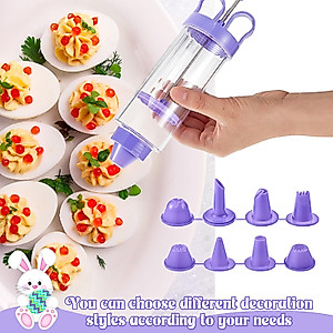 Maxcheck 6 Pack 144 Count Deviled Egg Containers with Lid and 3 Set Deviled Egg Injector Piping Tool Clear Plastic Organizer for Refrigerator Stackable Dispenser Carrier Tray for Easter Thanksgiving