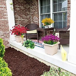 16 Bundles Artificial Plants for Outdoors UV Resistant No Fade Fake Plastic Flowers Decoration Faux Plastic Greenery Garden Indoor Home Yard Kitchen Office Wedding Porch Window Box Decor (Purple) .