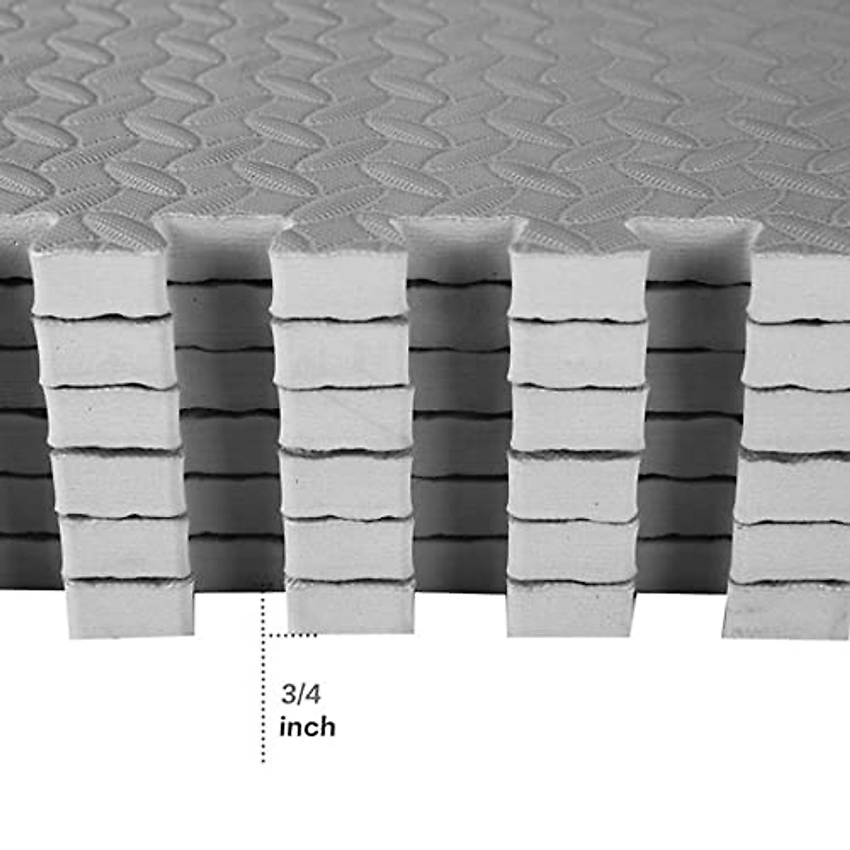 Signature Fitness Puzzle Exercise Mat with EVA Foam Interlocking Tiles for MMA, Exercise, Gymnastics and Home Gym Protective Flooring, 3/4" Thick, 96 Square Feet, Gray