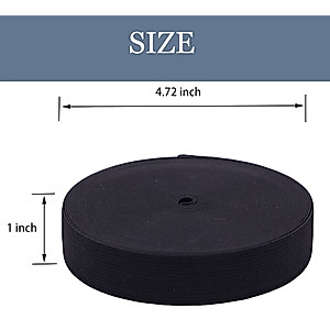 XKDOUS Elastic Band for Sewing, 1 Inch 14 Yards Elastic Bands for Sewing Waistband and Pants Waist, Black Knit Elastic Band for wig, High Elasticity