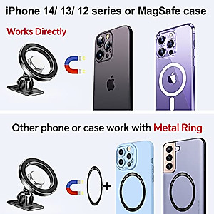 Coolpow for iPhone Magsafe Phone Mount,【Super Strong Magnet】 Magnetic Phone Holder for Car 【360° Rotation】 Magsafe Dashboard Mount Holder for Car Dash Fit iPhone 14 Pro Max 13 12 Plus All Cell Phone