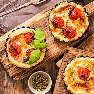 Cyimi Mini Tart Pan Set of 12, Non-Stick 4 Inch Quiche Pan, Removable Bottom Tart Pan for Pies, Quiche Bakeware, Cheese Cakes, Desserts and more