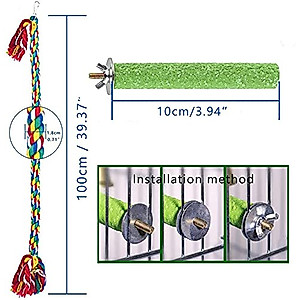Bird Rope for Parrots,2 PCS Bird Perch Stand,Bungee Bird Toys Bird Cage Accessories for Bird Swinging, Climbing,Standing(3PCS)