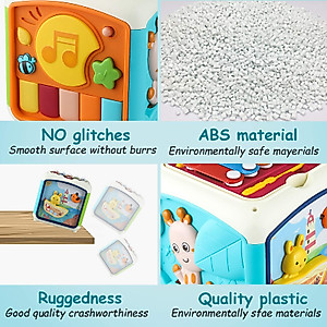 Tikooere Activity Cube Toy for Baby,7 in 1 Multi-Function Play Cube with Music Keyboard,Drum and Xylophone,Educational Musical Toy Gifts for Toddlers Kids Boys Girls 1 2 3 4 5 6 Years Old(Blue)