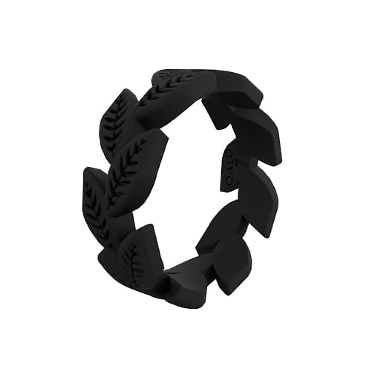 QALO Women's Rubber Silicone Ring, Vine Rubber Wedding Band, Breathable, Durable Engagement Silicone Ring, 5.8mm Wide 1.75mm Thick, Black, Size 7