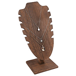 MOOCA Wooden Freestanding Necklace Easel Display Stand - Adjustable Slope Jewelry Showcase Holder for 6 Necklaces, Brown Color