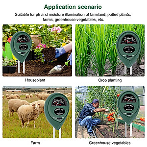 EPOL Soil Moister Meter, 3 in 1 Soil pH Meter, Water Meter and Sunlight Meter, Soil Test Kit for Garden, Farm, House,Lawn, Indoor, Outdoor, Hydrometer for Plants, Green, 2.4x10.2x1.6 in