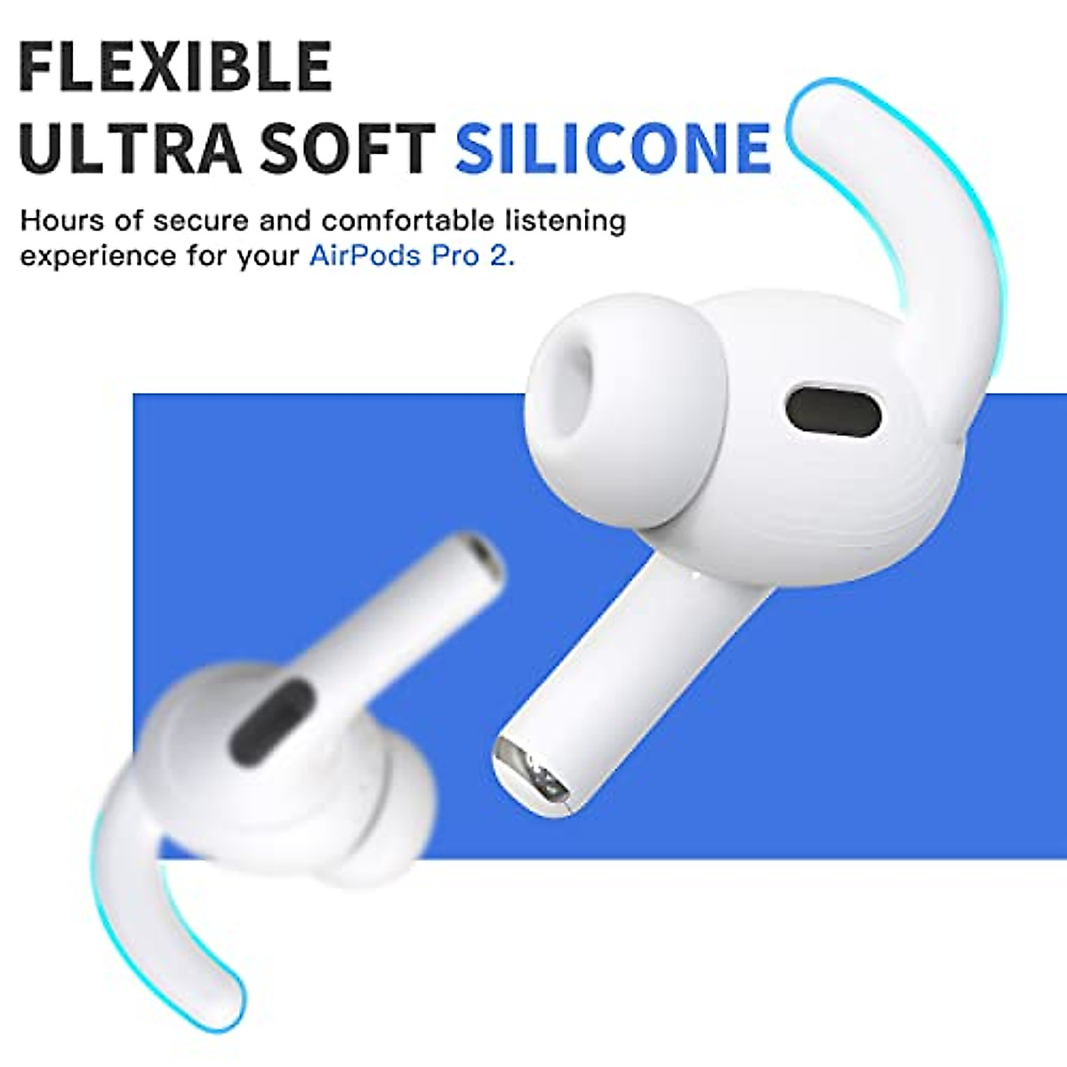 3 Pairs DamonLight Ear Hooks for AirPods Pro 2 Anti Slip Anti Scratches Sport Ear Tips Compatible with AirPods Pro 2nd Generation 2022 Released S & M & L