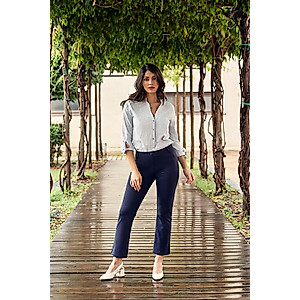 Yogipace,Belt Loops,Women's Flare Cropped Dress Yoga Pants Capris Stretchy Work Ankle Pant,29",Black,Size XL