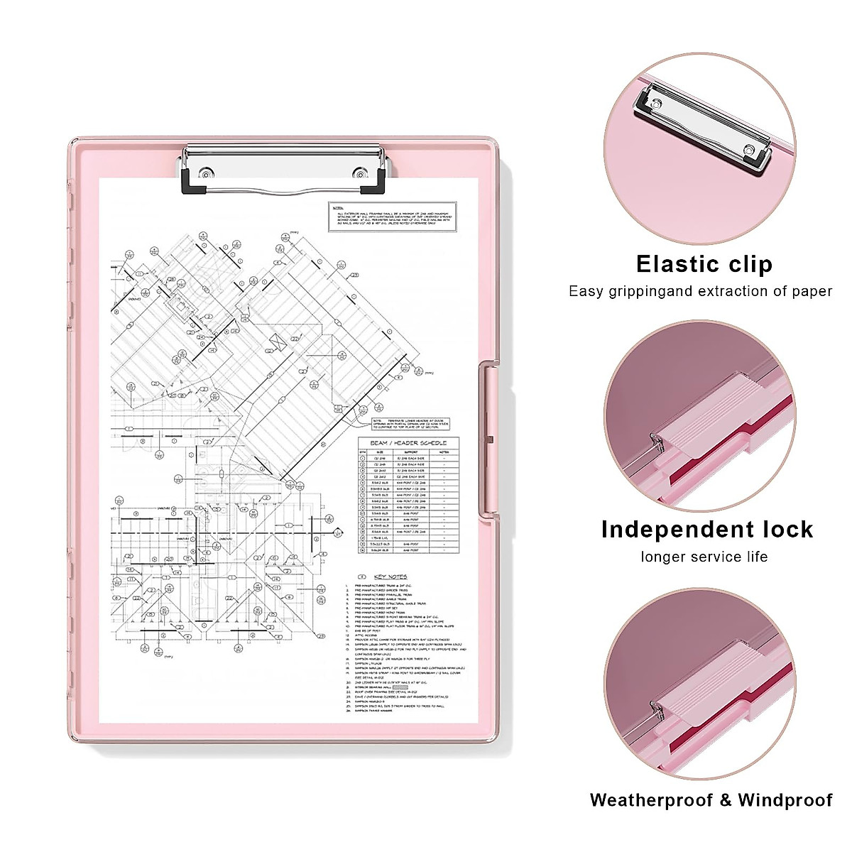 Hongri 8.5 x 11 Clipboard with Storage, Folder Nursing Clipboards Side Opening, Heavy Duty Clipboard with Dual Compartment Storage Box, Smooth Writing for Work, Office & School Supplies(Pink)