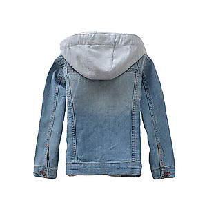 Mallimoda Kids Boys Girls Hooded Denim Jacket Zipper Coat Outerwear Style 2 Blue13-14 Years