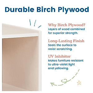 ECR4Kids Book Caddy with Shelf, Bookshelf with Storage, White Wash