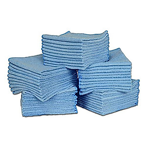 Bulk 12” X 12” Economy All Purpose Microfiber Towels Wholesale - Case Quantity (400 Count) | No Fraying | High Density Microfiber | Zero Chemical Cleaner | Long-Lasting (Blue