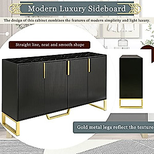 ATGHYURT Console Table, Sideboard Buffet Cabinet with 4 Doors, Metal Handles & Legs and Adjustable Shelves, Narrow Long Sofa Table for Living Room/Hallway/Couch