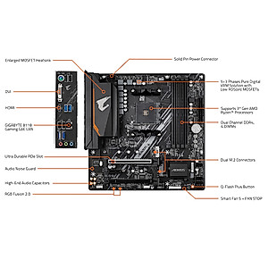 Gigabyte GIGABYTE B550M AORUS Elite (AM4/ AMD/ B550/ Micro-ATX/ DDR4/ Dual M.2/ PCIe 4.0/ Realtek GbE LAN/Gaming Motherboard)