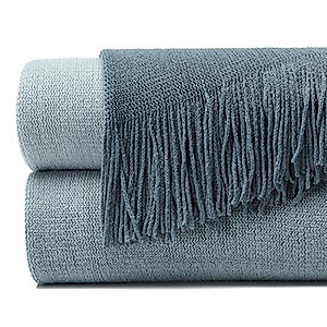 Chanasya Gradual Gradient Ombre Super Soft Acrylic Throw Blanket with Tassels - Warm Cozy Lightweight Fluffy Woven Blanket for Bed Sofa Chair Couch Living Bed Room Tan Sage Blanket(50x65 Inches) Lead