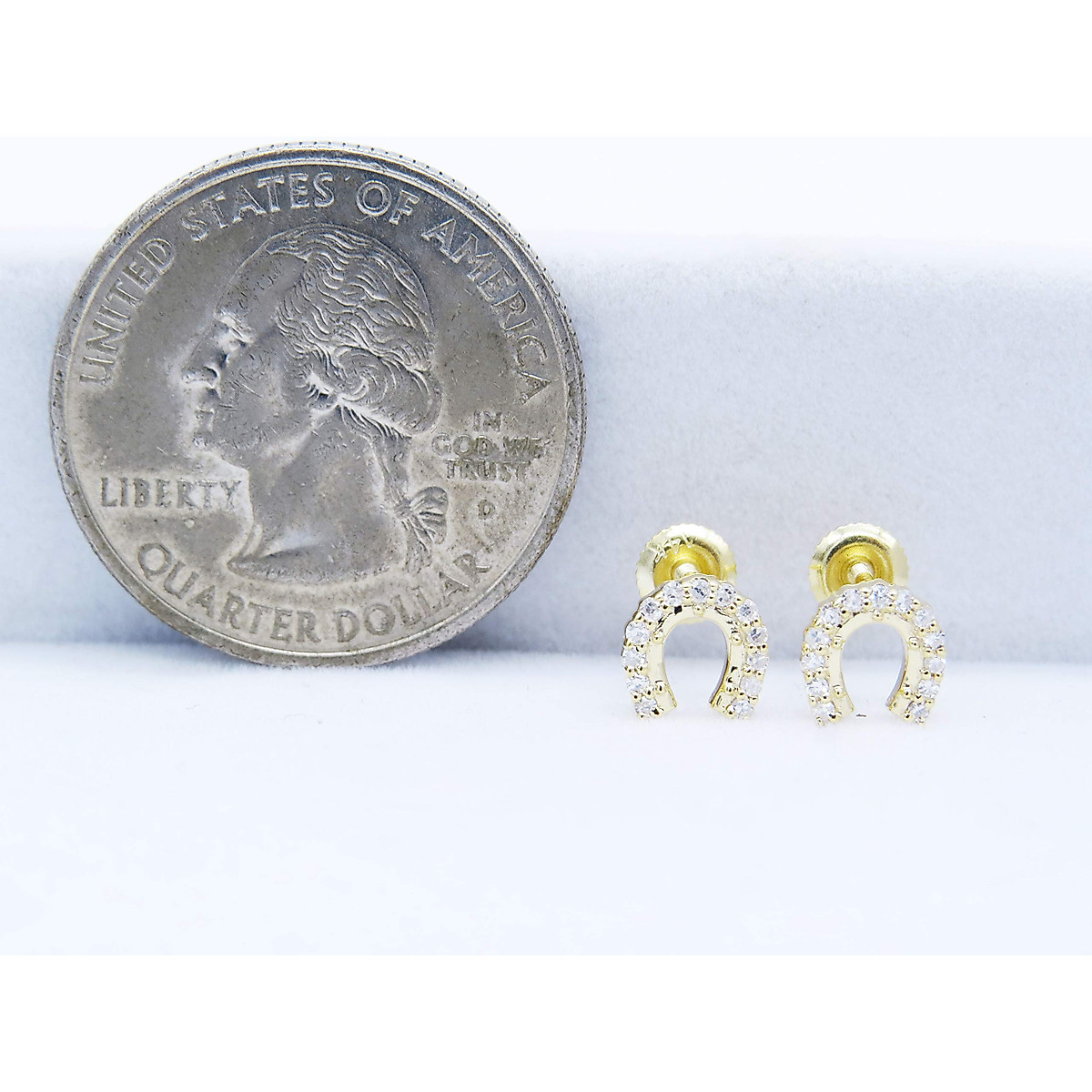 Dazzlingrock Collection 0.13 Carat (ctw) 14K Round White Diamond Ladies Horse Shoe Earrings, Yellow Gold