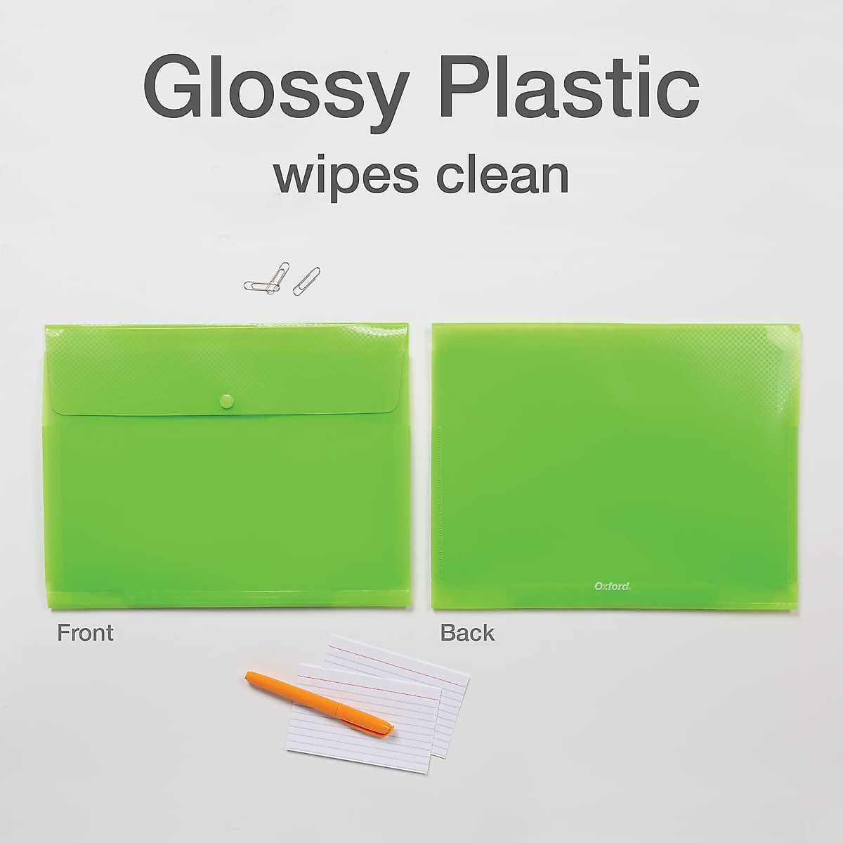 Oxford Plastic Expanding Files, 8 Pack of 5 Pocket File Organizers with 4 Tabs and Snap Closure, Letter Size Paper, 2 Black, 3 Blue, 3 Green (52005)