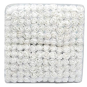 zorpia Mini Pe Artificial Rose Flower Heads 144pcs Mini Fake Roses DIY Wedding Flowers Accessories Make Bridal Hair Clips Headbands Dress (White)