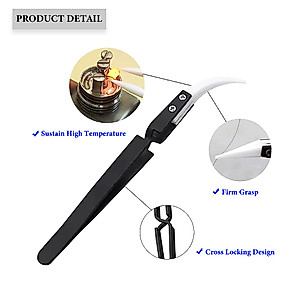 Precision Tweezers Reverse Ceramic Tweezers 3 PCS Electronic Tweezers, Soldering Hot Tweezers Self Locking Tweezers with Ceramic Tips-UY3