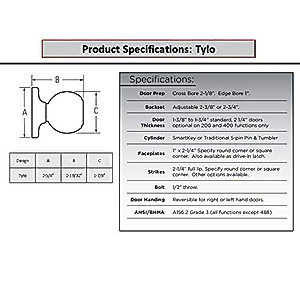 Kwikset 300T-326V1 Tylo Knob Privacy Door Lock with New Chassis with 6AL Latch and RCS Strike Brass by Bright Chrome Finish