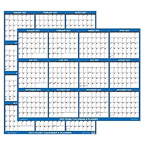 32" x 48" SwiftGlimpse 2023 Wall Calendar Erasable Large XL Wet & Dry Erase Laminated 12 Month Annual Yearly Wall Planner, Reversible, Navy