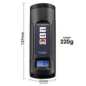 Digital Sound Level Meter Calibrator 94dB & 114dB for 1/2" and 1" inch Microphone, Professional Noise Decibel Calibration Tool Measurement Accuracy Check