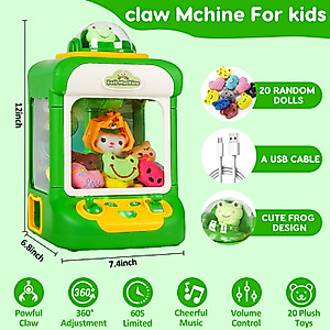Claw Machine for Kids, Mini Candy Vending Doll Machines with Music Light & Plush Grabber Prize Toys for Girl Boy 4-6 6-8 Electronic Indoor Arcade Game Party Easter Birthday Gift for 4 5 6 7 8 Year Old
