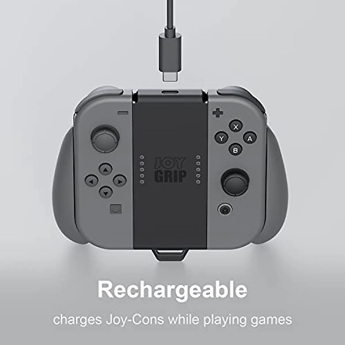 Skull & Co. JoyGrip for Nintendo Switch OLED, OG Switch Joy-Con Controller: Rechargeable Handheld Joystick Remote Control Holder with Interchangeable Grips - OLED White