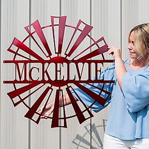 Personalized Windmill Wall Decor Personalized Windmill Sign Custom Windmill Decor Metal Family Name Sign Last Name Farmhouse Decor Farm Sign