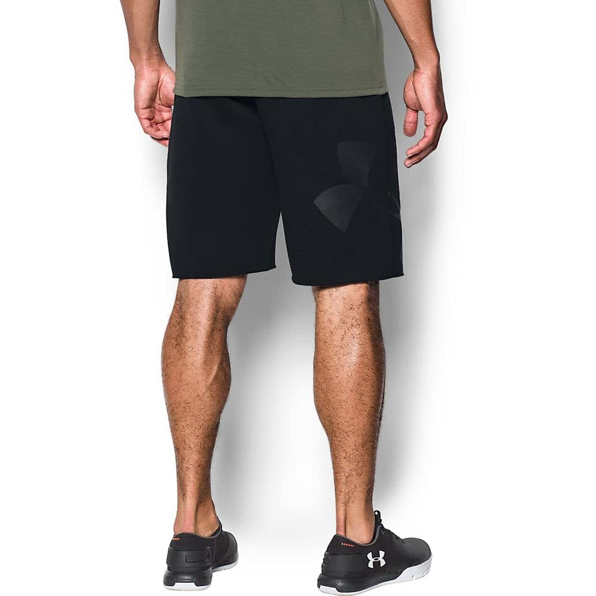 Under Armour Men's Rival Fleece Exploded Logo Shorts,Black (001)/Anthracite, Small