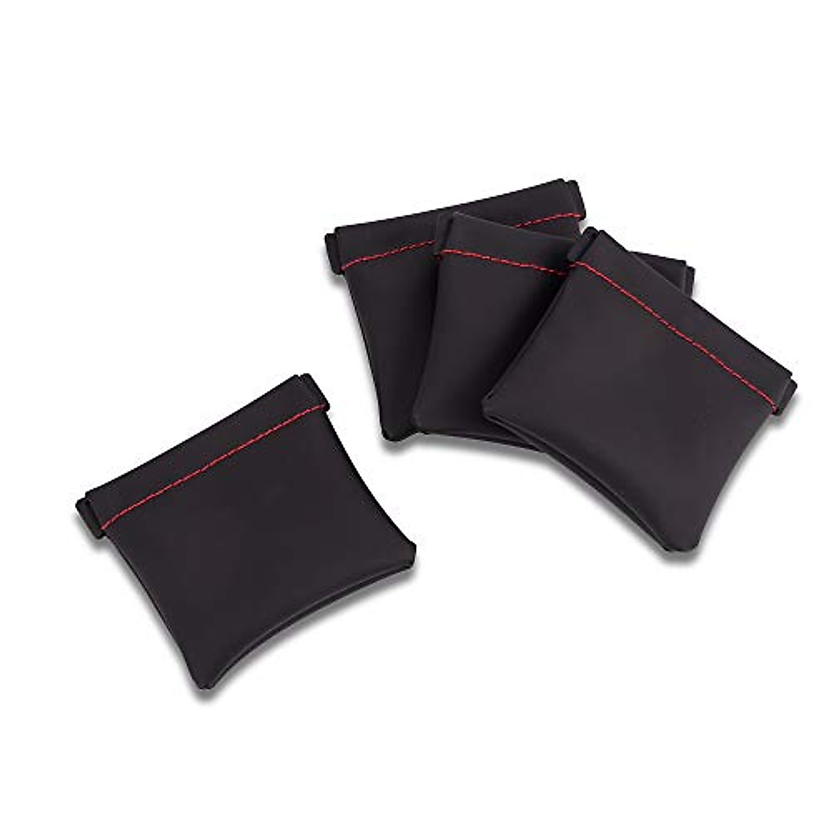 4 Pieces of Earphone Pouch PU Leather Headphone Storage Bag Headphone Protection Pouch, with Snap Spring Closure for Portable Carrying Storing Headphones