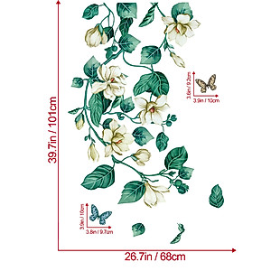 RW-6399 Giant Removable 3D Green Plant Flower Vines Wall Stickers DIY Home Wall Art Decor Wallpaper Wall Decals for Bedroom Nursery Girls Bedroom Living Room Decoration (Green)