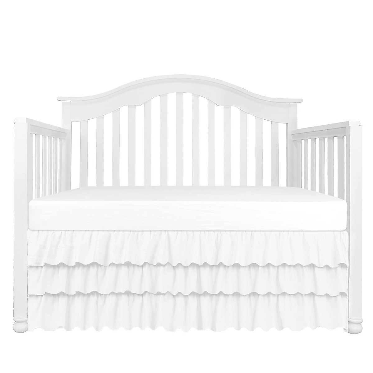 Crib Bed Skirt Dust Ruffle - 3 Tier Split Corners Ruffle Bedskirt - Crib Bedskirts 600TC 100% Natural Cotton - Nursery Crib BeddLing Infants Toddler Bedskirt - 14" Drop (24"x38" - Mini, Chocolate)