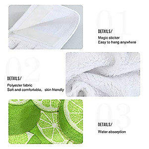 Ripe Juicy Lemon Kitchen Hanging Towel Green Tropical Limes Hand Towels Set 2 Pcs Tea Bar Dish Cloths Dry Towel Soft Absorbent Durable for Bathroom Laundry Room Decor