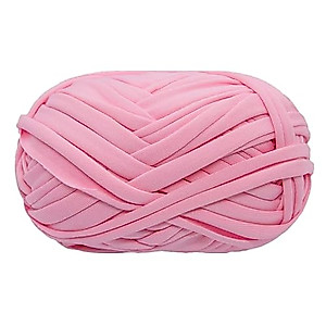 T-Shirt Yarn Fettuccini Zpagetti Ball, Fabric Cloth Knitting Yarn for Hand DIY Bag Blanket Cushion Crocheting Projects, 32 Yard (Pink)