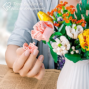 PREBOX Flower Bouquet Building Toy Sets for Girls and Adults - Best Birthday Gifts for Girl, Her, 6-8 10-12 14+ Year Old, Flowers Craft Build Blocks Kit 832 pcs