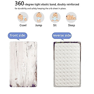 Rustic Wood Themed Fitted Crib Sheet,Standard Crib Mattress Fitted Sheet Soft and Breathable Bed Sheets-Baby Sheet for Boys Girls,28“ x52“,Purple Eggshell Pale Mauve Taupe
